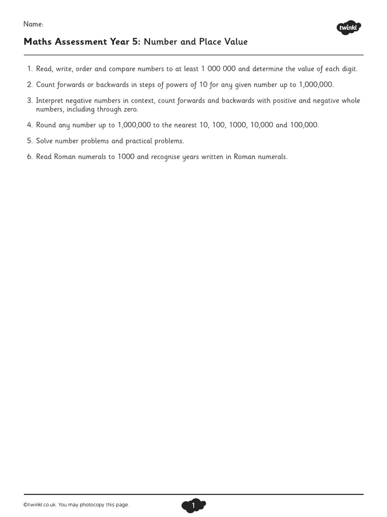 Year 5 Maths Number and Place Value | PDF | Planets | Mercury (Planet)