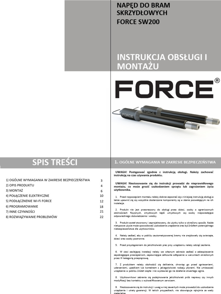 Instrukcja FORCE SW200 v7 | PDF