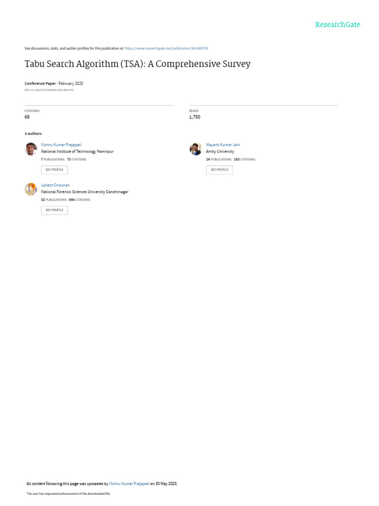 Tabu Search AComprehensive Survey | PDF | Metaheuristic | Algorithms