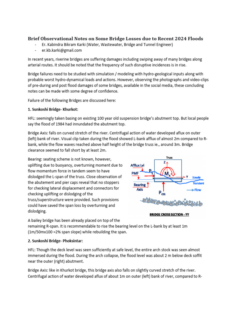 An Observational Notes On Bridge Damages Due To Rwcent 2024 Flood | PDF ...