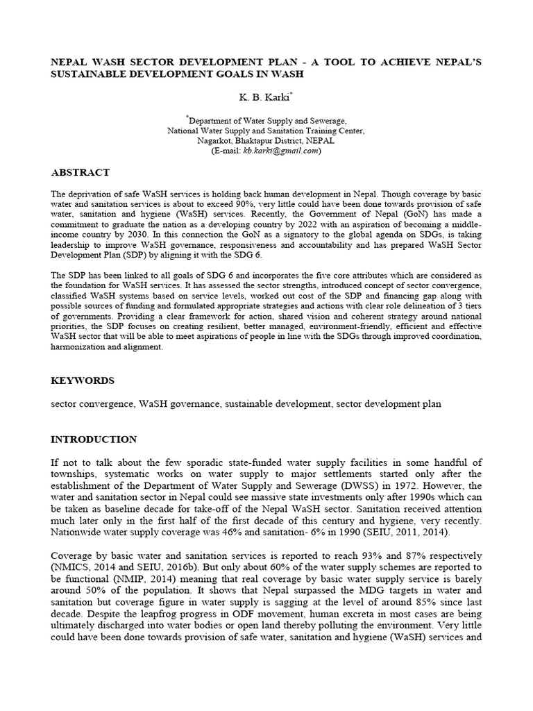 Paper-SoPHEN Conference-(Nepal WaSH Sector Development Plan- A Tool To ...
