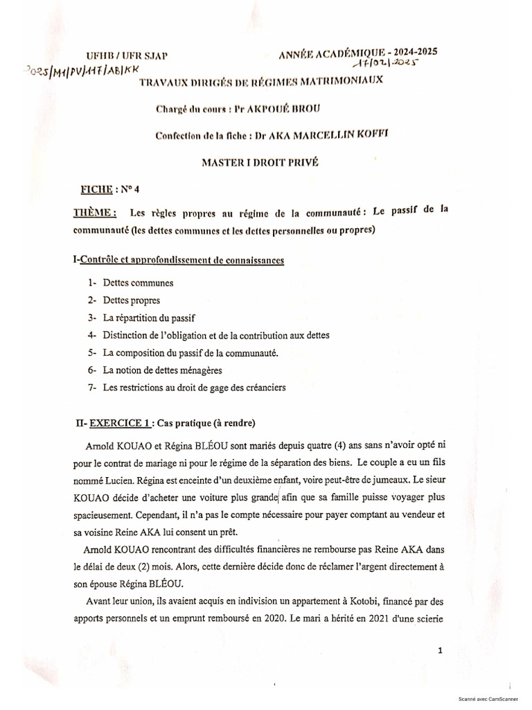 TD Régime Matrimonial | PDF