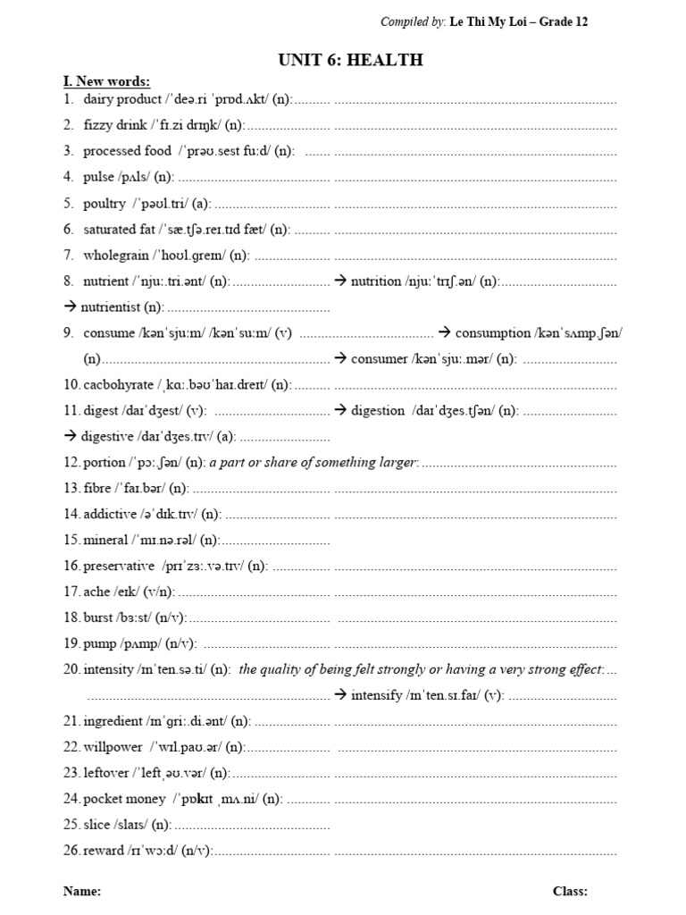 E12- UNIT 6 - VOC | PDF | Health Promotion | Determinants Of Health
