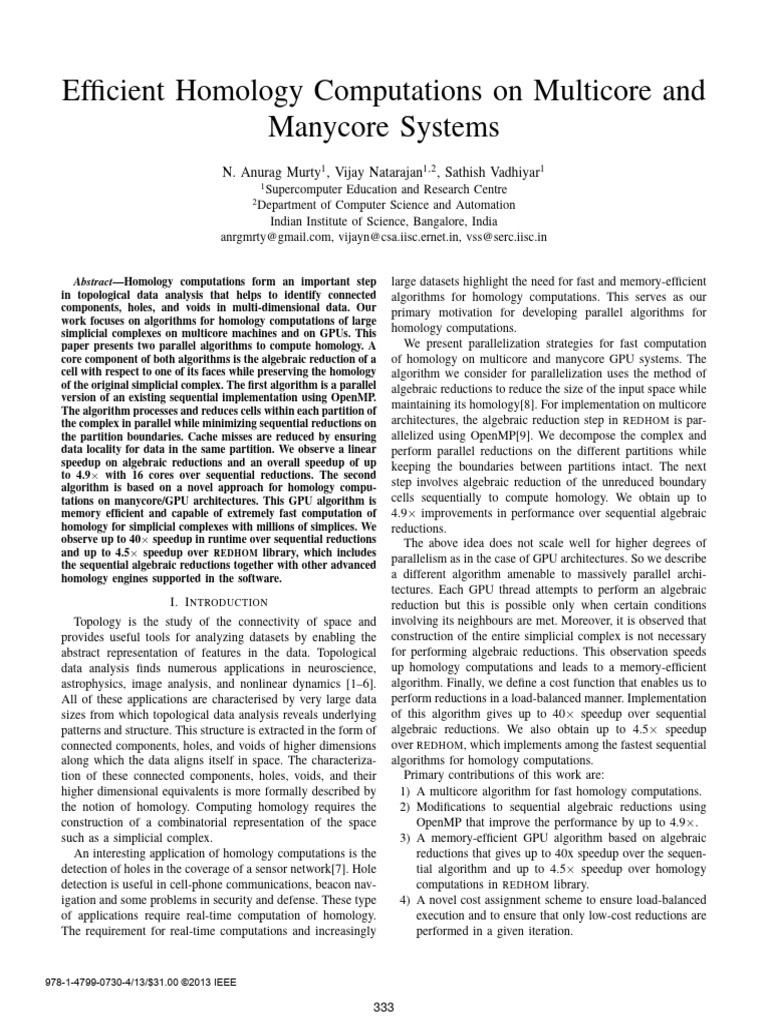 Efficient Homology Computations On Multi | PDF | Parallel Computing | Topology