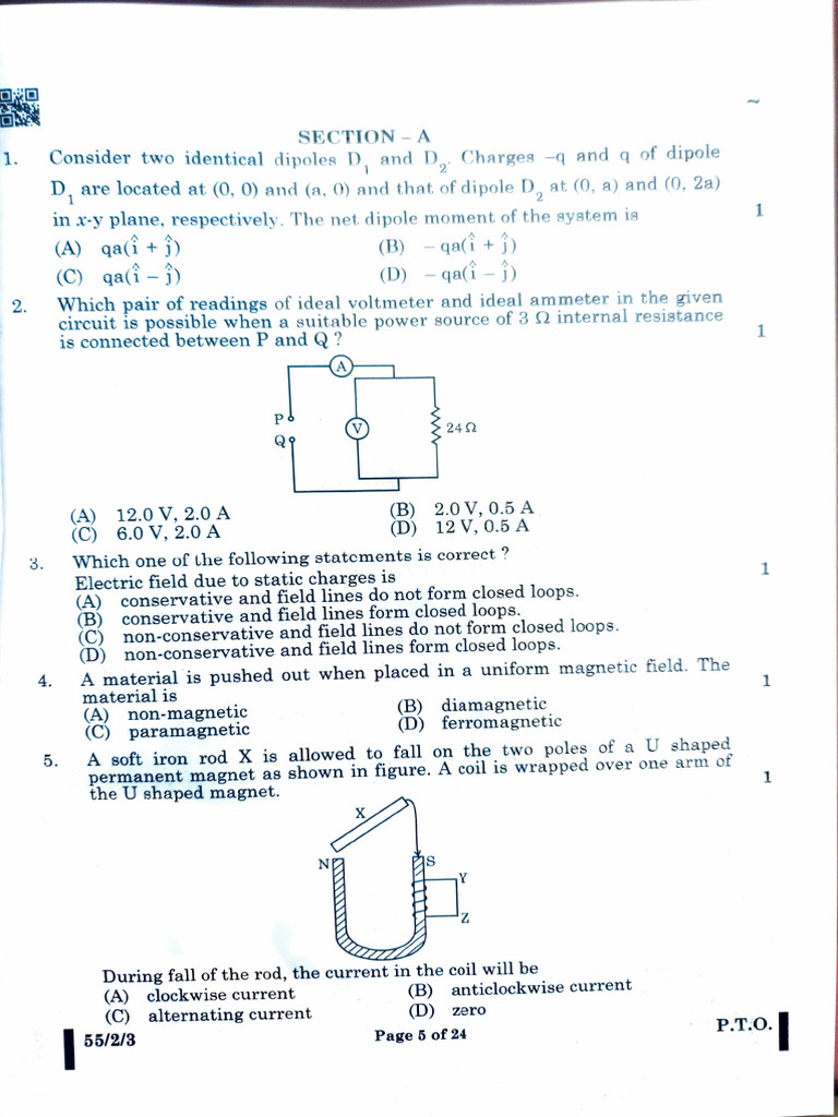 cbse class 12 physics question paper | PDF | Diffraction | Magnetic Field