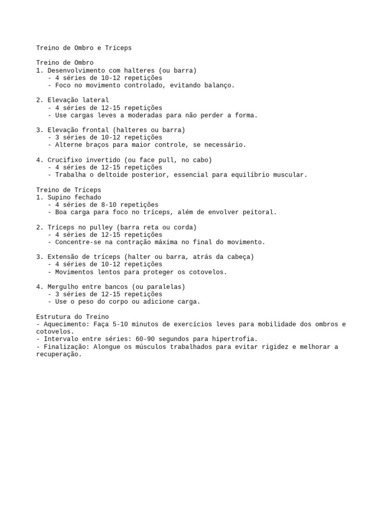 Treino Ombro Triceps | PDF