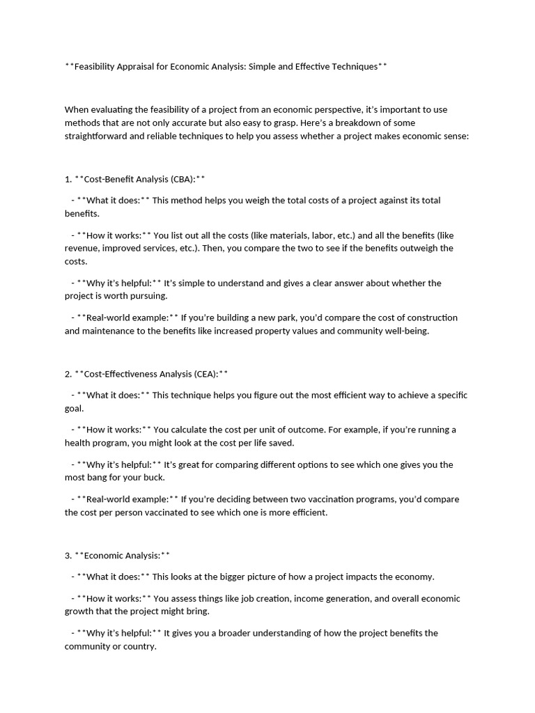 Economic Feasibility Techniques Explained | PDF | Externality | Cost ...