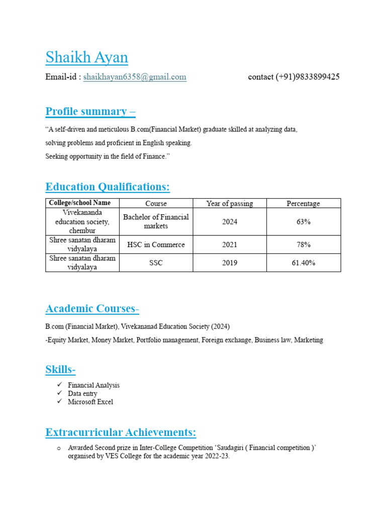 Ayan Resume | PDF
