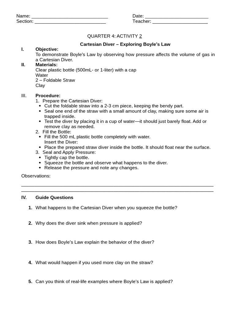 Cartesian Diver | PDF