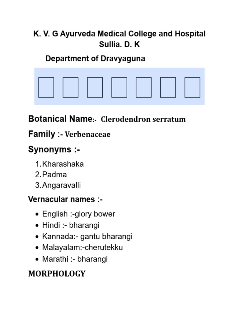 Bharangi: Ayurvedic Uses and Benefits | PDF