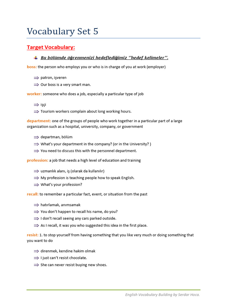 Vocabulary Set 5: Key Terms Explained | PDF