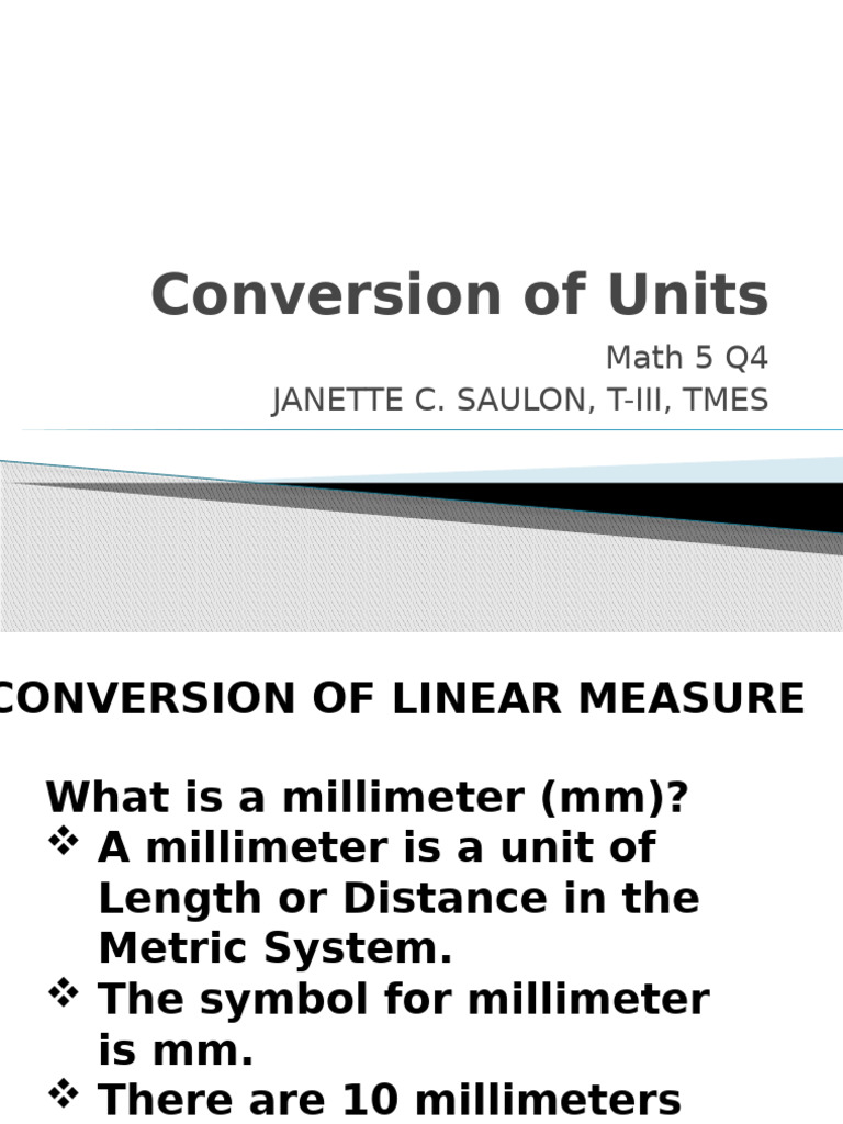 Unit Conversion: mm to cm Guide | PDF