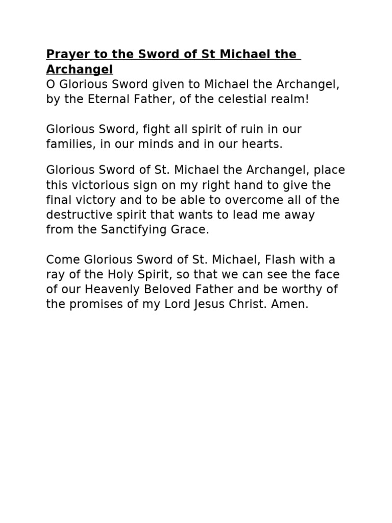 Prayer To The Sword of ST Michael The Archangel | PDF