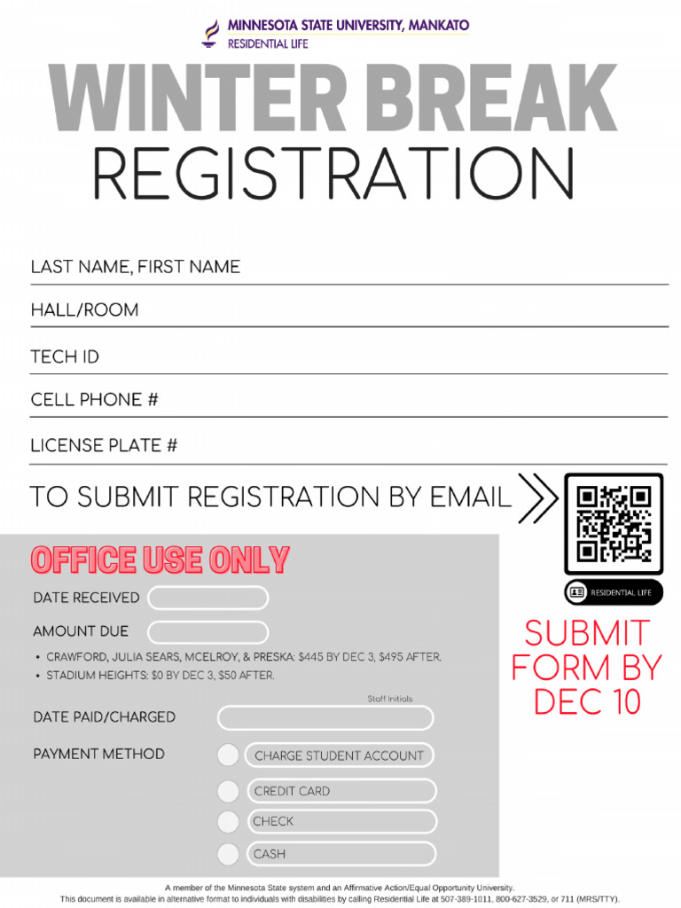 2021 Winter Break Registration Fill in Form | PDF