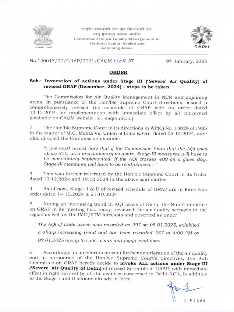 GRAP Order DT 09012025 | PDF