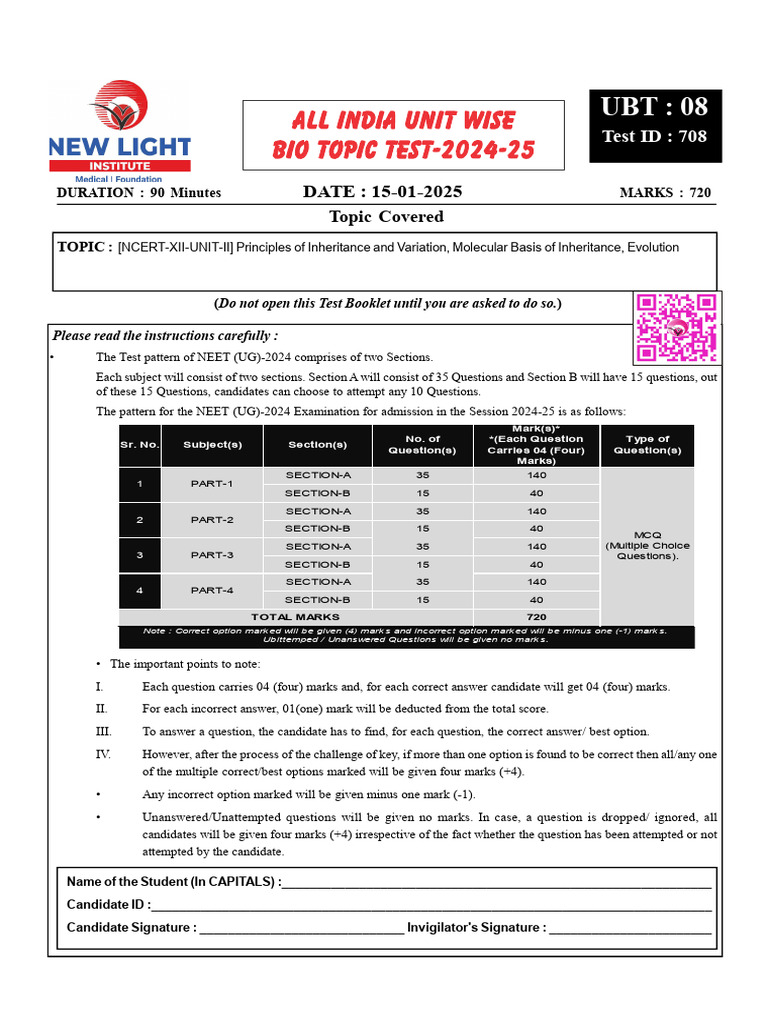 UBT-08 Paper (15-01-2025) | PDF | Operon | Rna