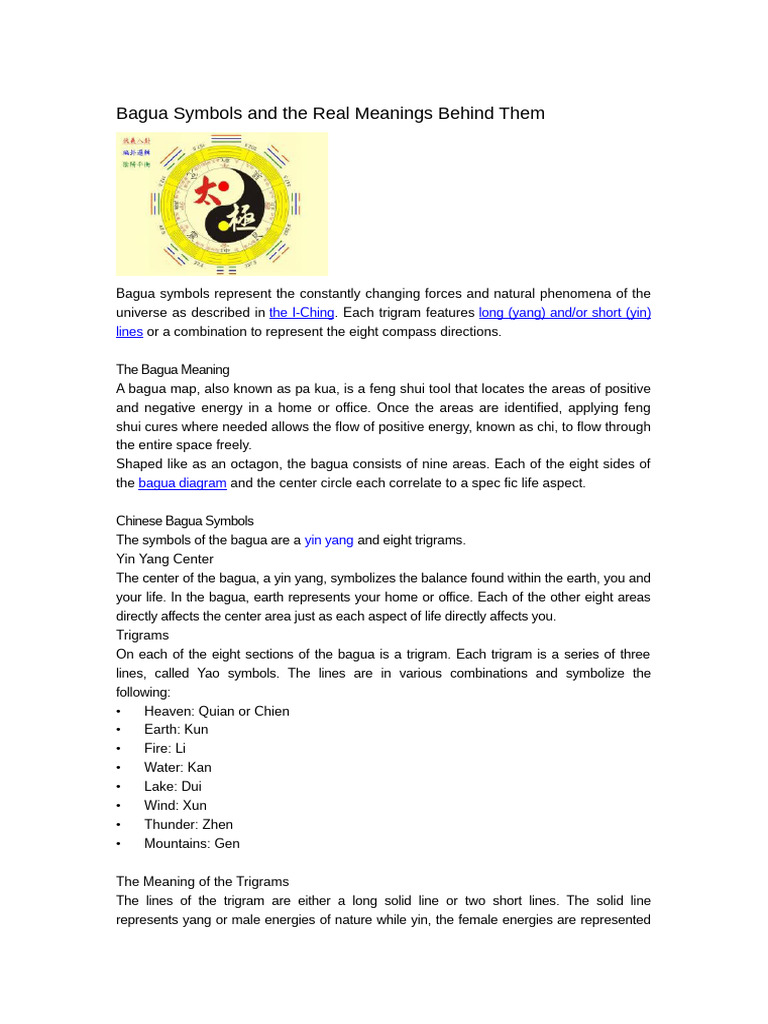 Bagua Symbols and The Real Meanings Behind Them | PDF | Chinese ...