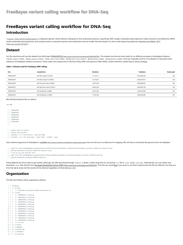 FreeBayes Workflow for DNA-Seq Analysis | PDF | Single Nucleotide ...
