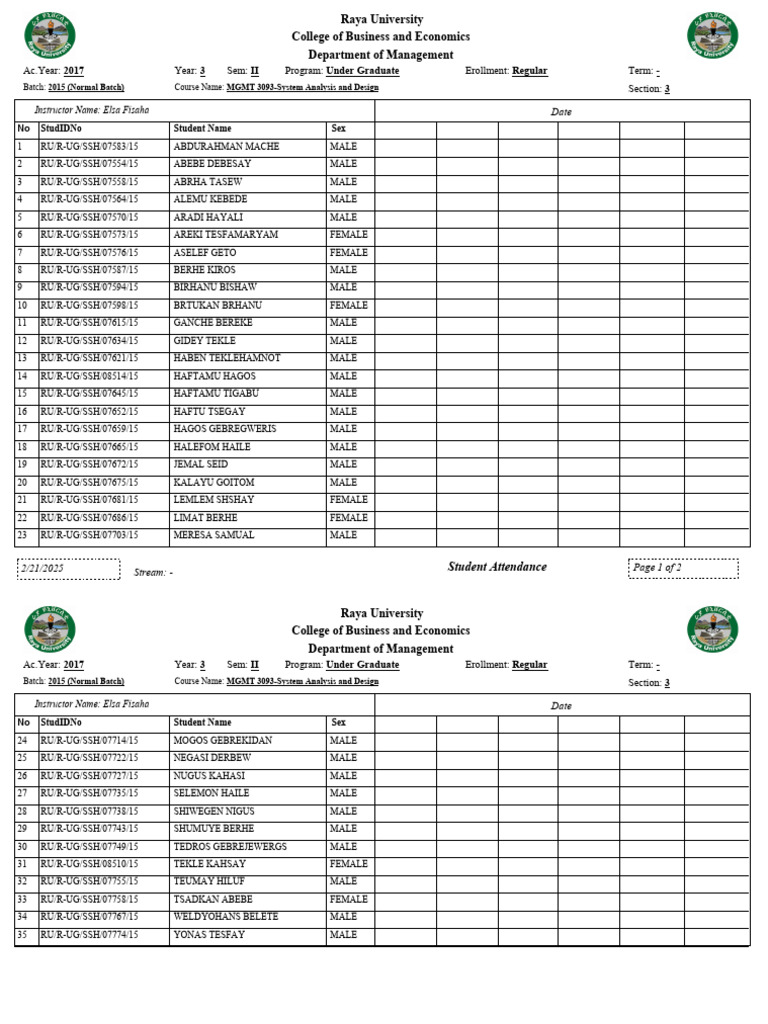 Attendance Report | PDF