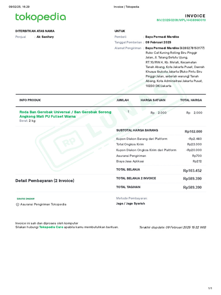 Invoice - Tokopedia 2 | PDF