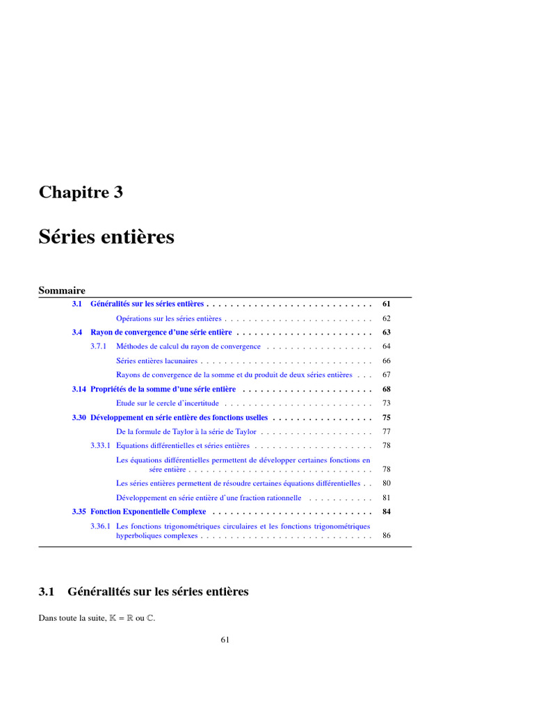 Séries Entières : Convergence et Propriétés | PDF | Série entière ...