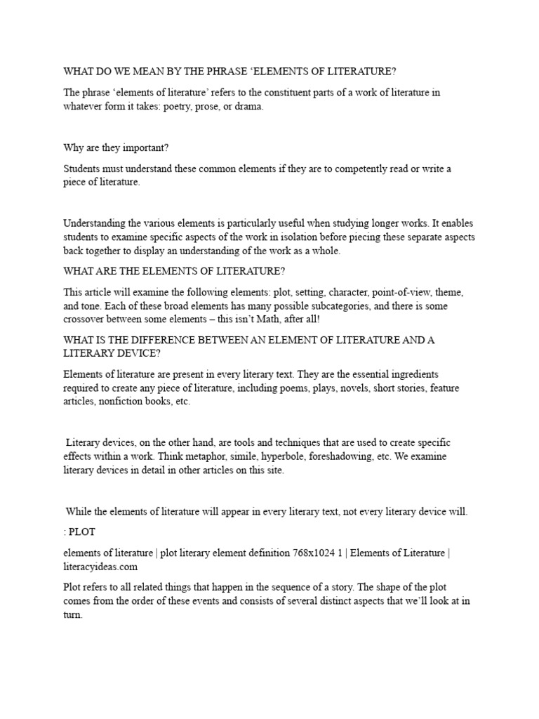 Elements of literature | PDF | Narration | Plot (Narrative)