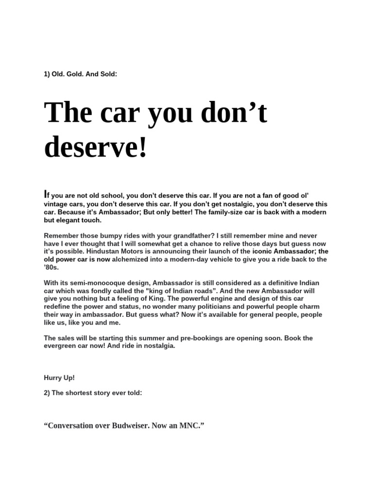 Ad and Copywriting Sample | PDF