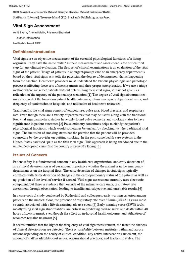 Vital Sign Assessment Overview | PDF | Pulse | Blood Pressure