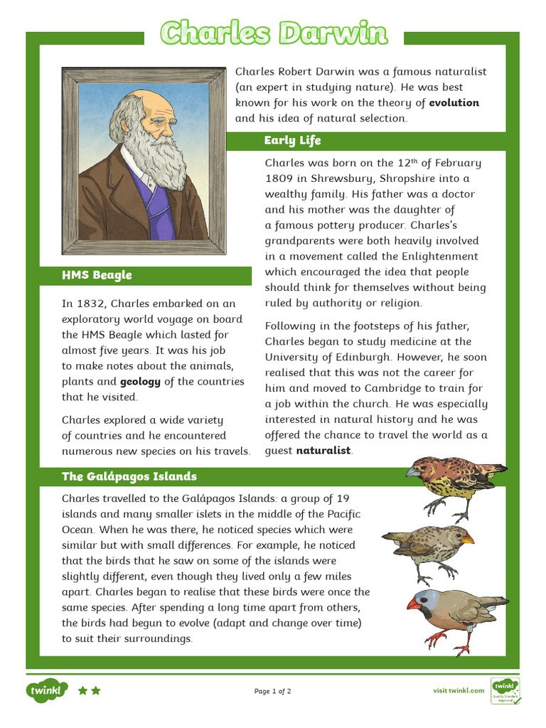Charles Darwin's Evolution Theory Overview | PDF | On The Origin Of ...