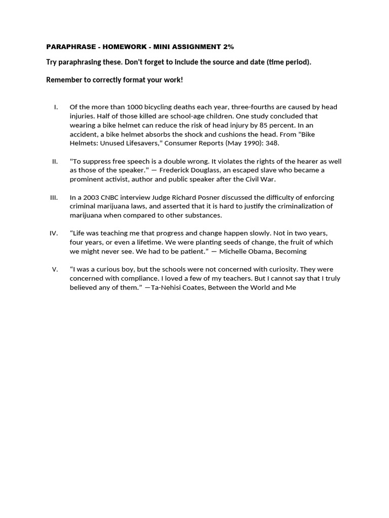 MINI 1 - Paraphrasing | PDF