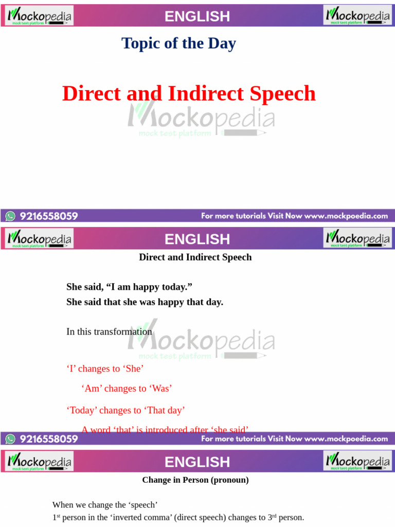 Direct and Indirect Speech - Theory | PDF | Question | English Language