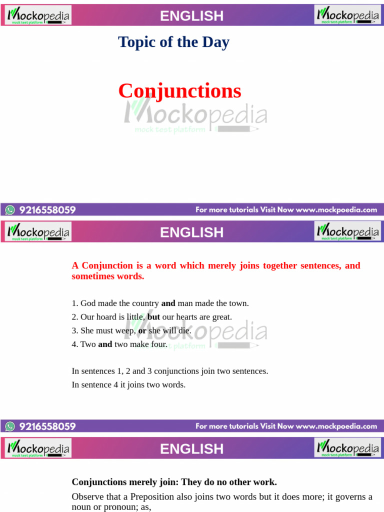 Conjunctions - Theory | PDF | English Language | Sentence (Linguistics)