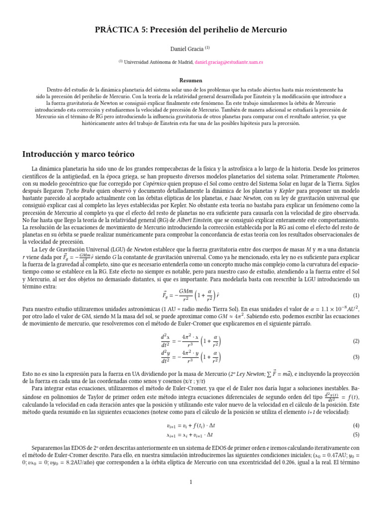 Informe Practica5 | PDF | Gravedad | Orbita