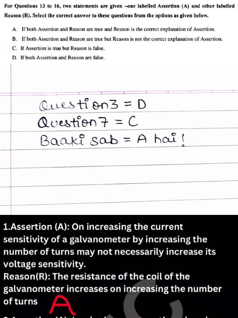 Physics Assertion Reason Questions | PDF