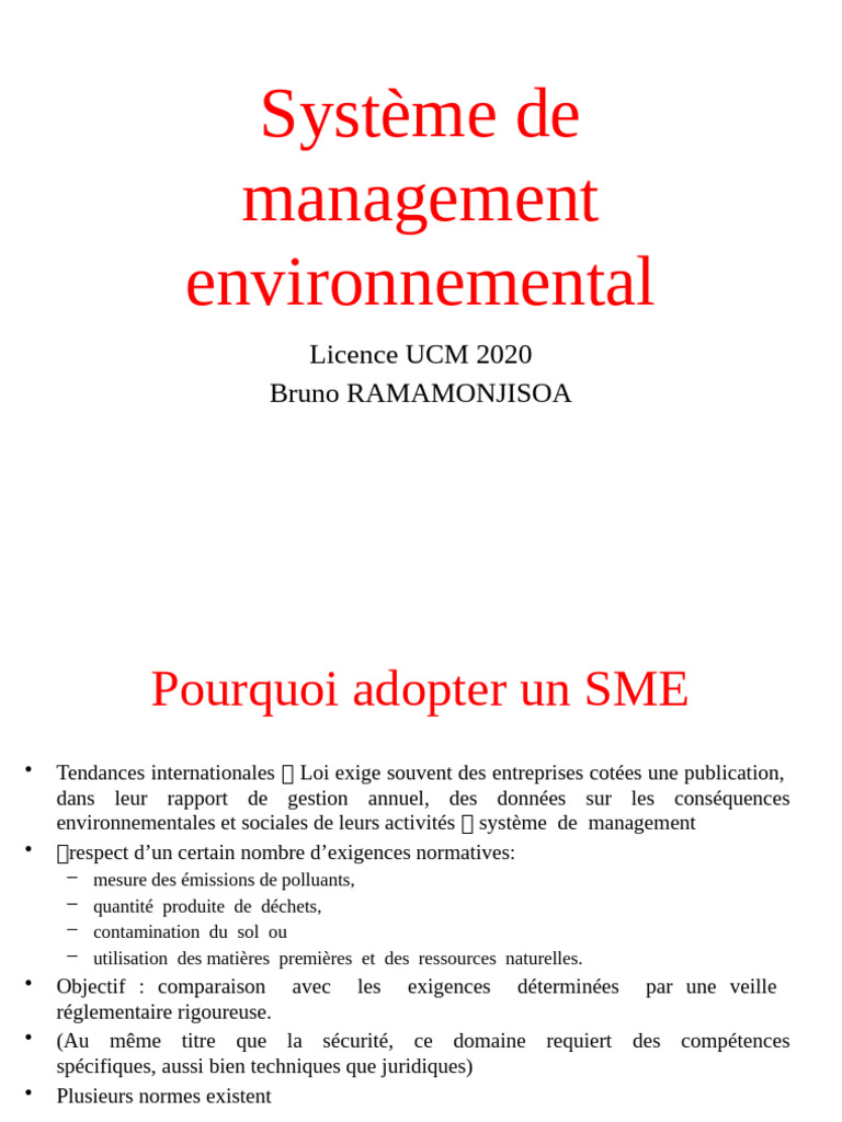 Système de management environnemental | PDF | Déchets | Gestion des ressources environnementales