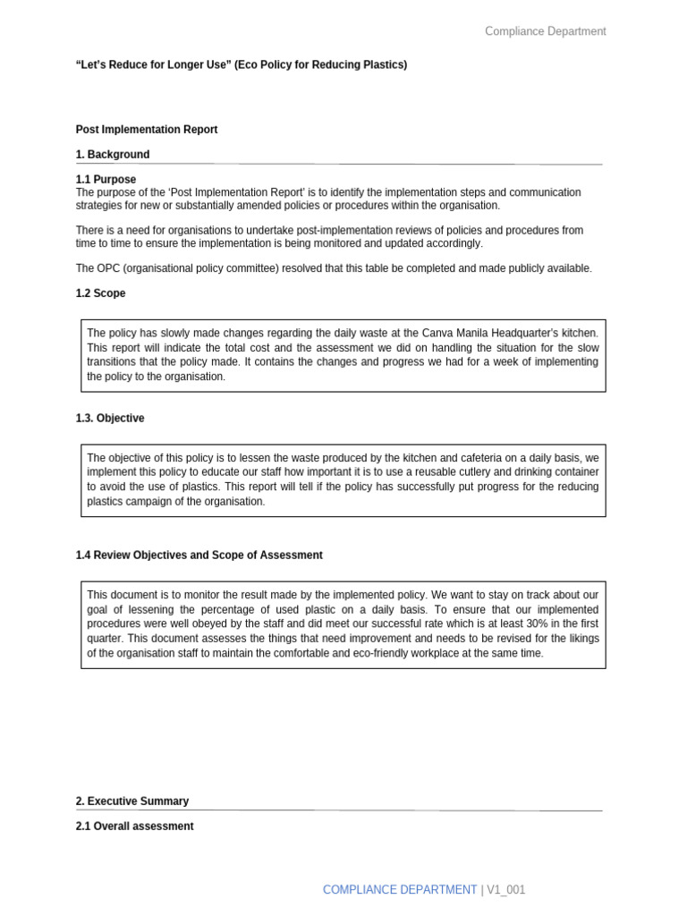Project C - Garcia - Sheriezza-Post-Implementation Report | PDF | Policy