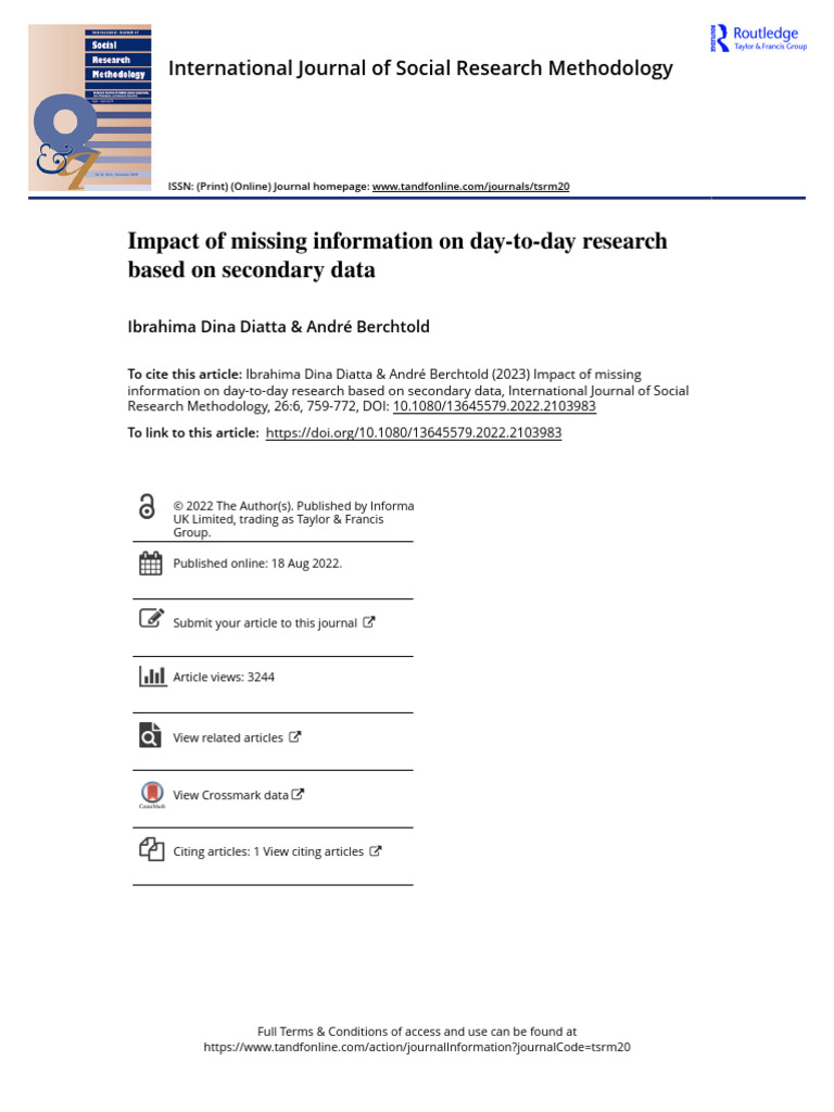 Impact of Missing Information On Day-To-Day Research Based On Secondary ...