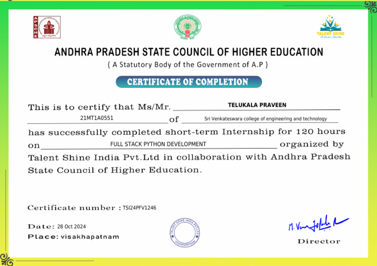 Full Stack Python Development-Telukala Praveen | PDF