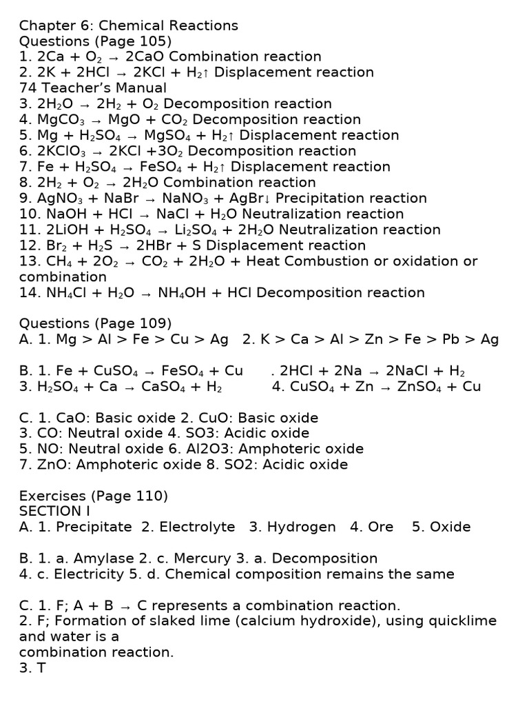 L.6 Chemical Reaction Notes | PDF | Chemical Reactions | Oxide