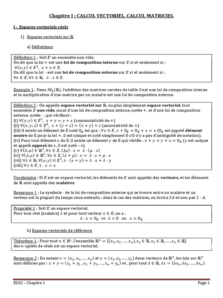Espaces Vectoriels et Sous-Espaces | PDF | Base (algèbre linéaire ...