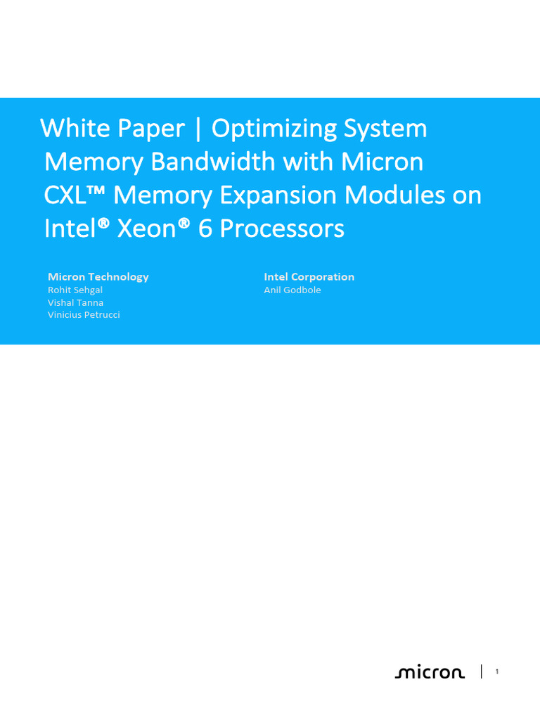 Optimize System Bandwidth For HPC Ai Micron CXL Intel Xeon Whitepaper | PDF | Supercomputer ...