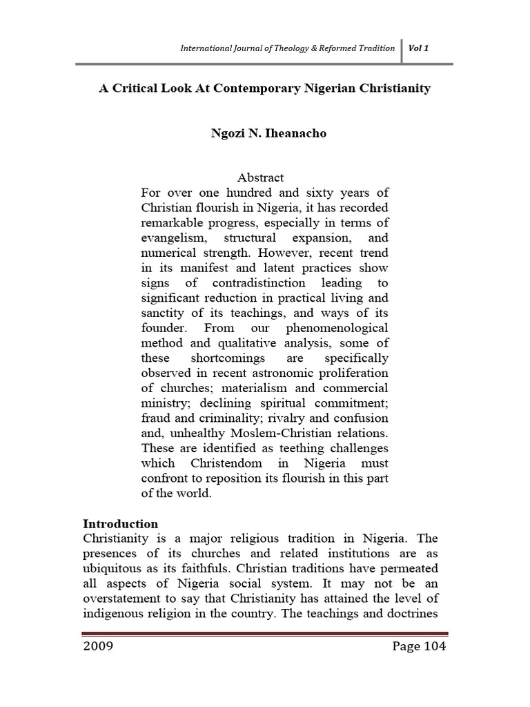 A Critical Look at Contemporary Nigerian | PDF | Faith | Nigeria