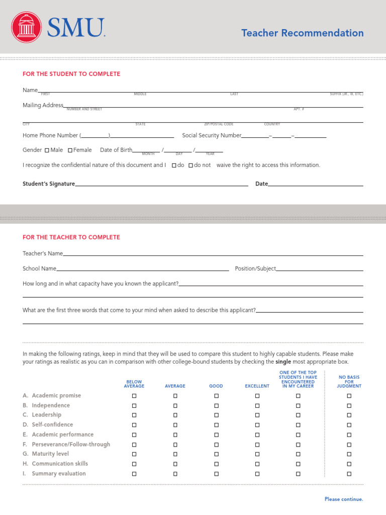 SMU Teacher Recommendation | PDF | Discrimination | Title Ix