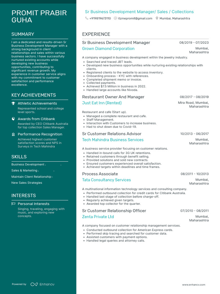 Senior Business Development Manager Resume | PDF | Business Economics ...