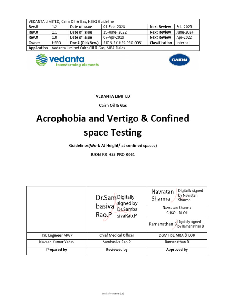 Acrophobia, Vertigo & Confind Space Testing Guidelines Rev. 01.02.2023 ...