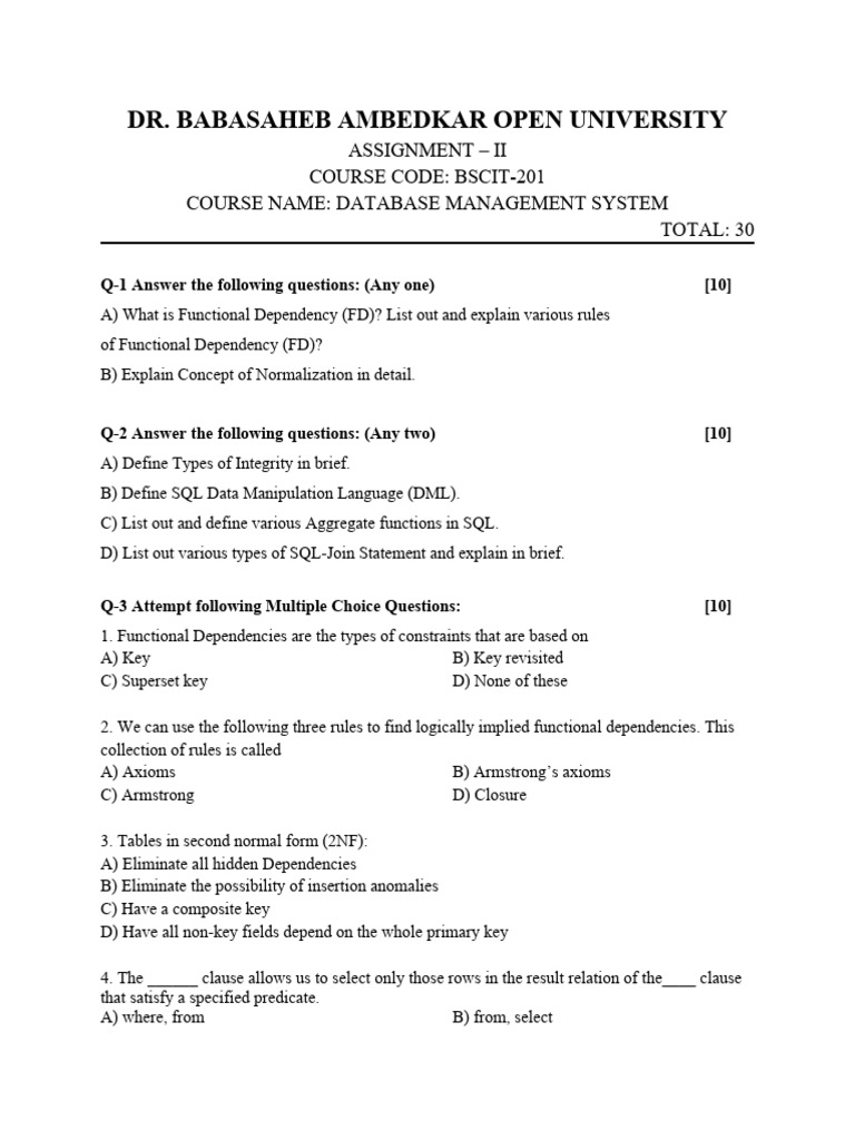 BSCIT-201_DBMS_Assignment_2 | PDF | Information Technology Management | Information Retrieval