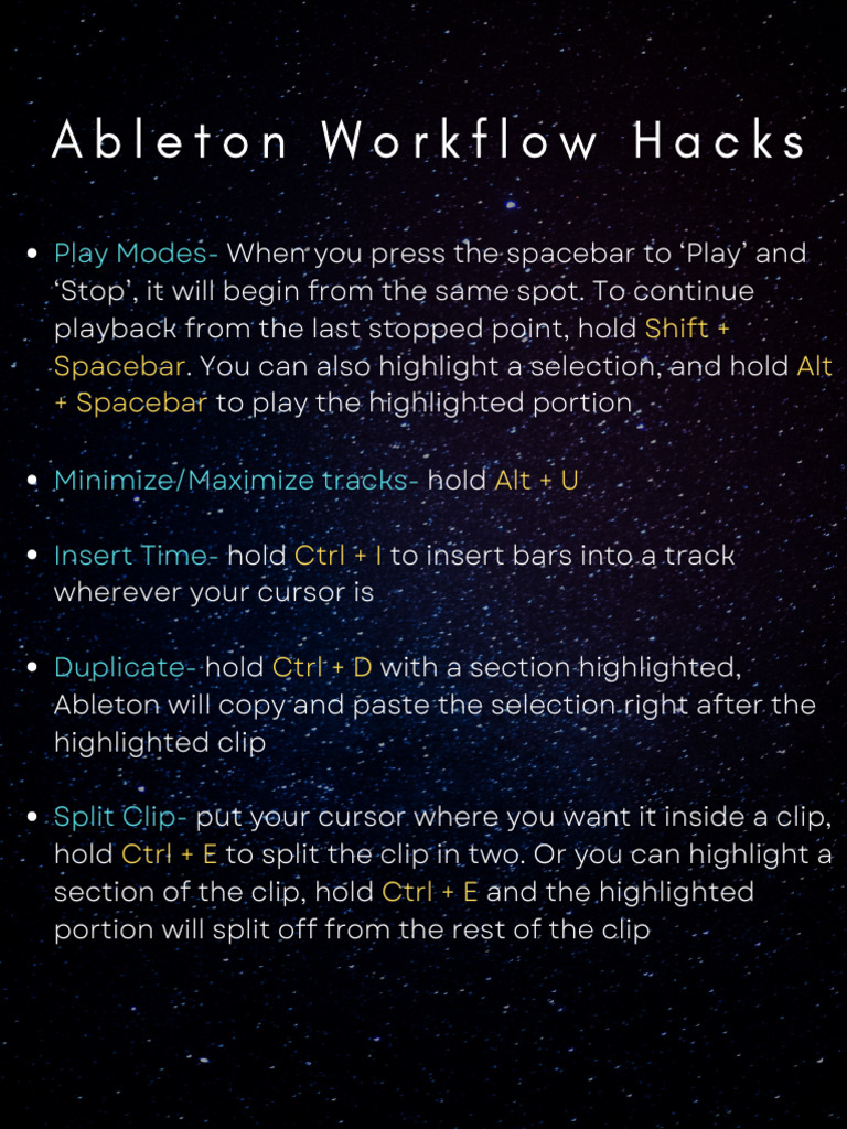 Ableton Workflow Hacks | PDF