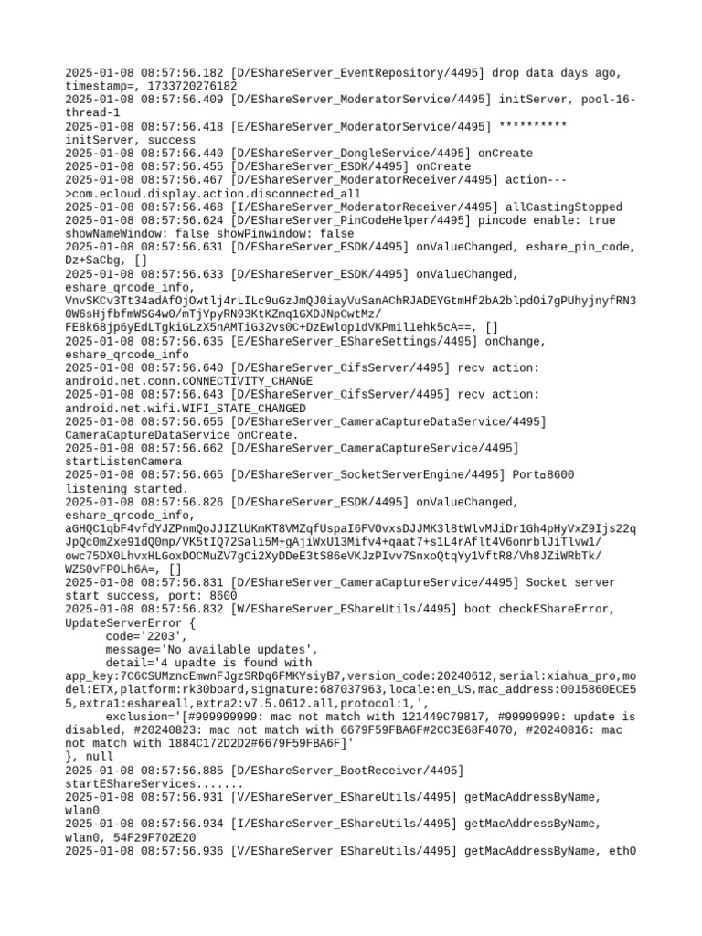 EShare Server Initialization Log | PDF | Internet | Network Protocols