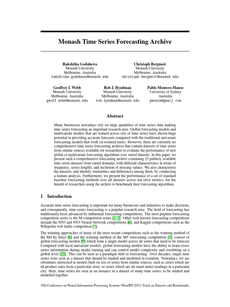 309 Monash Time Series Forecasting | PDF | Time Series | Forecasting