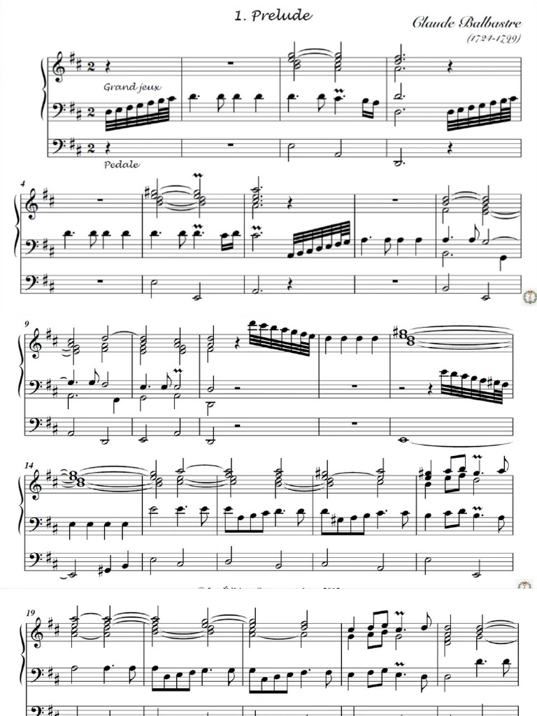 Balbastre - Concerto in D Major | PDF